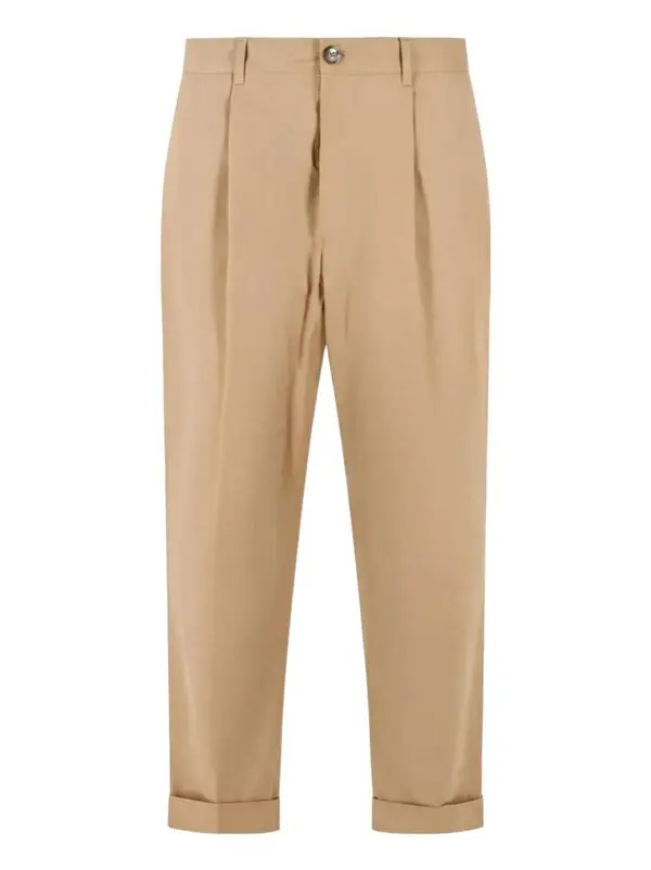 AMI Paris Pleated Straight Leg Trousers - Nude
