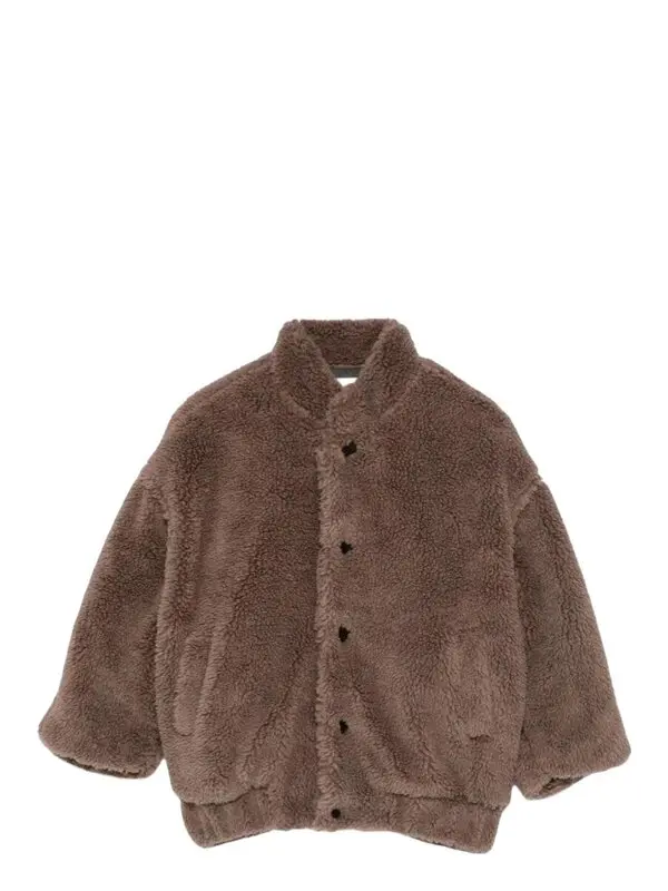 DOUUOD Teddy-texture Press-stud Jacket - Brown
