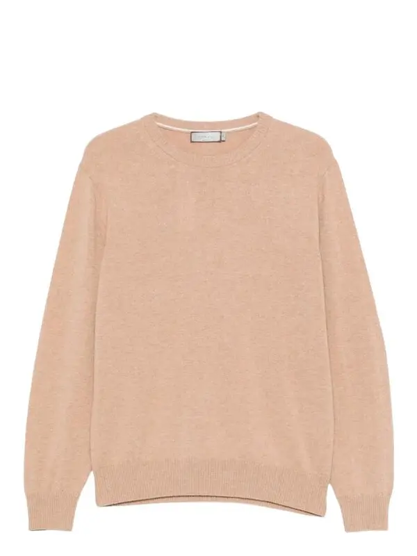 Canali Crew Neck Ribbed Trim Sweater - Light Brown