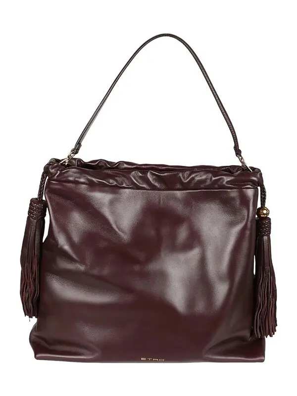 Etro Large Leather Kalispera Bag With Tassels - Plum