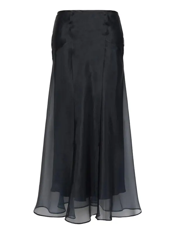 Max Mara Eastrale Sheer Silk Skirt - Black