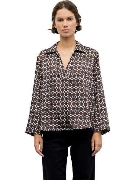 Gerard Darel Geometric Print Collared Shirt - Brown