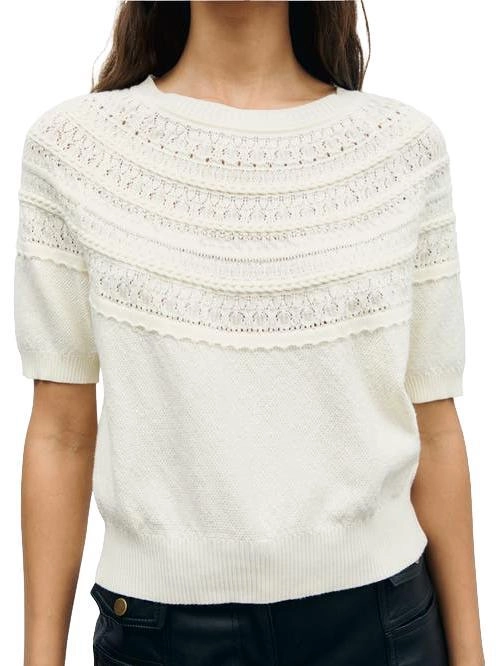 Gerard Darel Roberte Cotton Knit Top - White