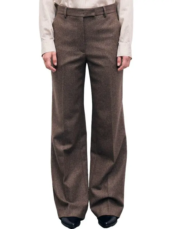 Gerard Darel Mia Wide Leg Mid Rise Trousers - Brown