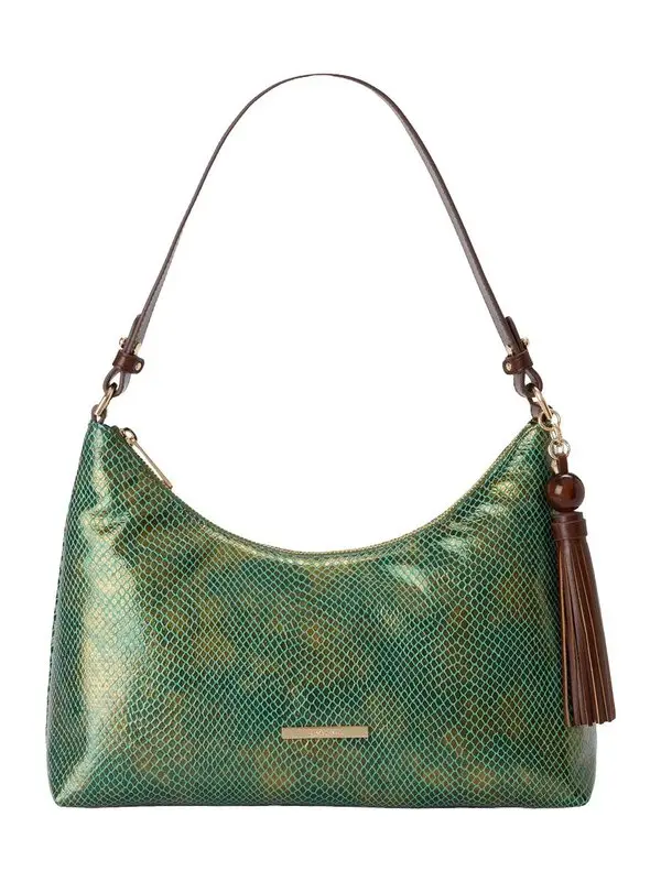 Brahmin Olivia Lizard Embossed Leather Shoulder Bag - Dark Green