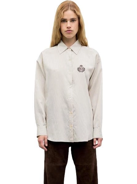 Gerard Darel Striped Embroidered Shirt - Beige