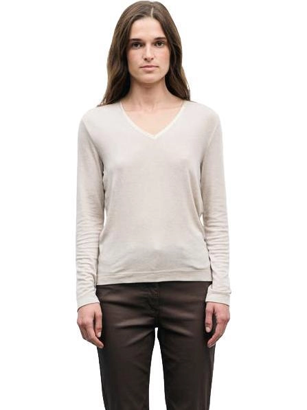 Gerard Darel Belen Long Sleeve V-neck T-shirt - Beige