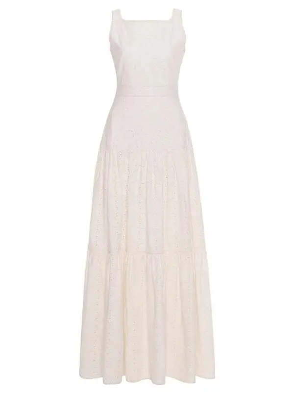 Agua Bendita Abeja Playa Maxi Cotton Dress - Ivory