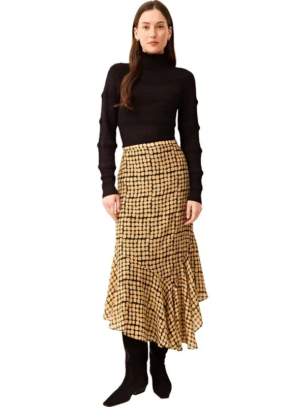 MARIE OLIVER Krista Printed Silk Chiffon Midi Skirt - Dapple