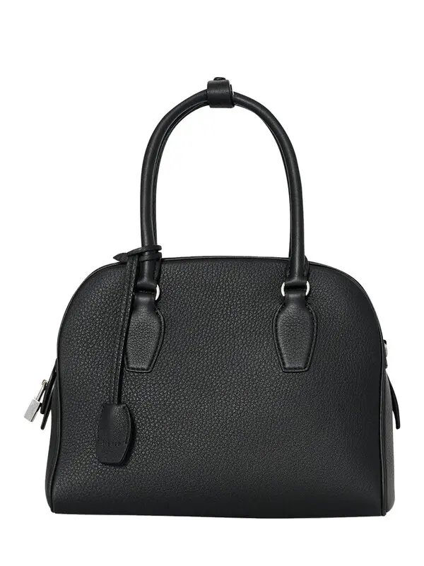 THE ROW India Bowling Bag In Textured Calfskin Leather - Black