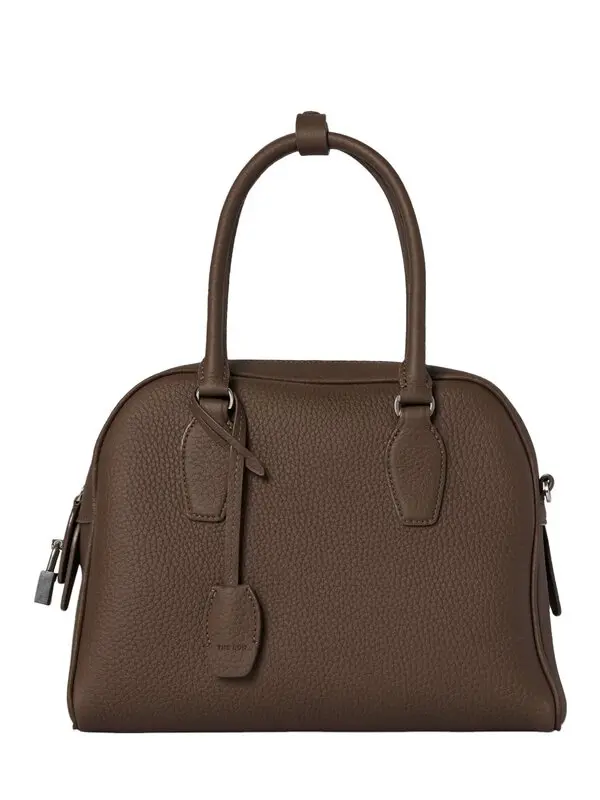 THE ROW India Bowling Bag In Textured Calfskin Leather - Dark Olive
