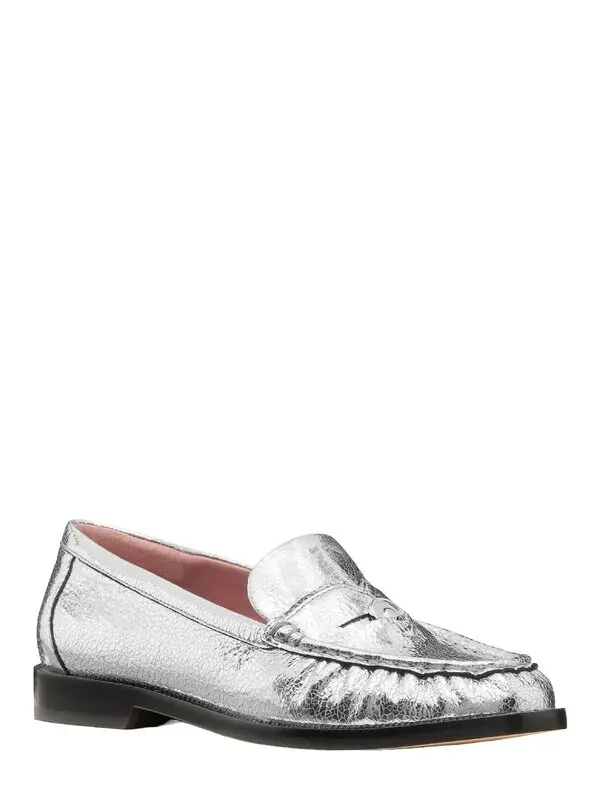 Kate Spade New York Metallic Leather Penny Loafers - Silver