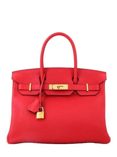 Hermès Birkin Handbag Clemence With Gold Hardware 30 - Red