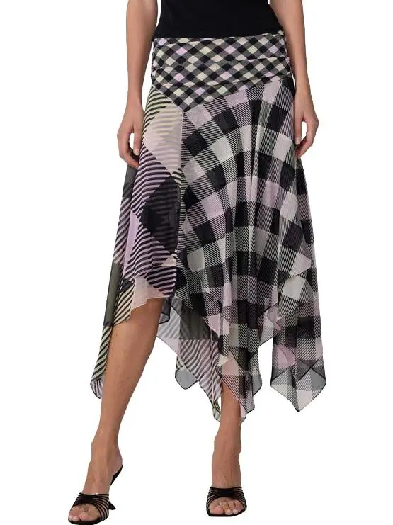 Diane Von Furstenberg Margot Silk Handkerchief Hem Midi Skirt - Highland