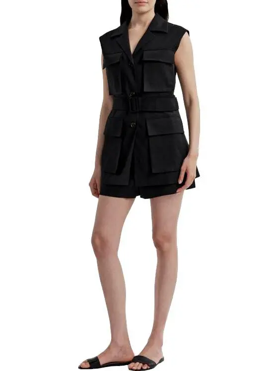A.L.C. Cameron Linen Blend Belted Vest - Black