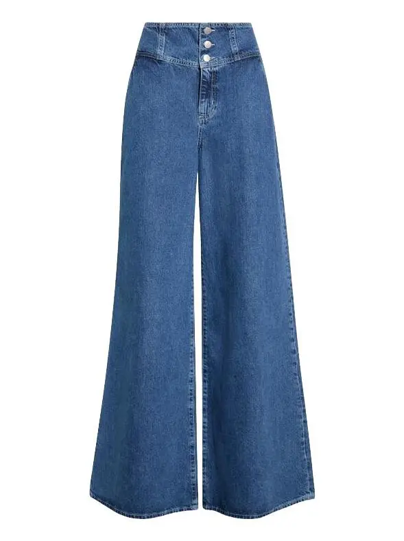 L'Agence Sonja Ultra High Waist Wide Leg Jeans - Atlantis