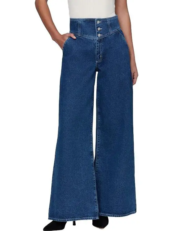 L'Agence Sonja Ultra High Waist Wide Leg Jeans - Atlantis