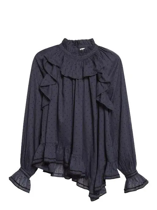 Ulla Johnson Marcella Clip Dot Ruffle Top - Nightfall