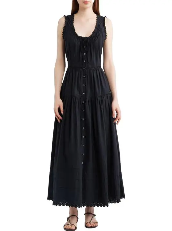 DÔEN Hortense Organic Cotton Midi Dress - Black