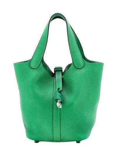 Hermès Monochrome Picotin Lock Bag Clemence Pm - Green