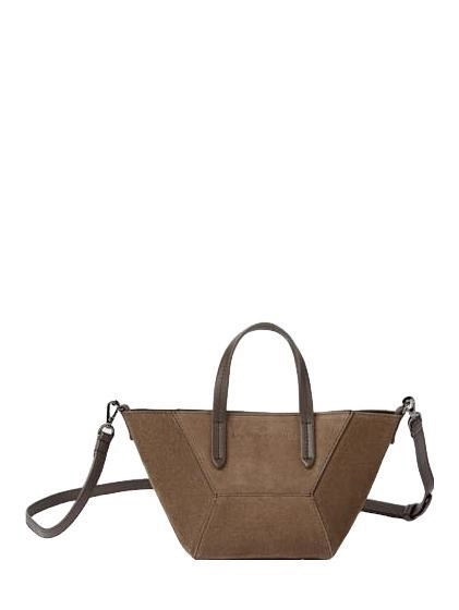 Brunello Cucinelli Suede Mini Bag With Monili - Bark