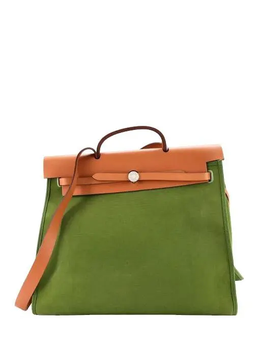 Hermès Herbag Zip Leather And Toile 39 - Green