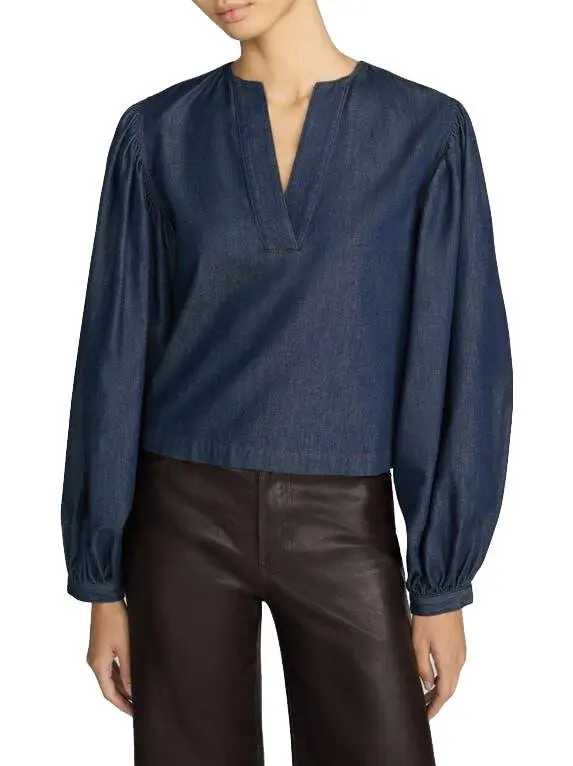 FRAME Split Neck Balloon Sleeve Top - Rinse