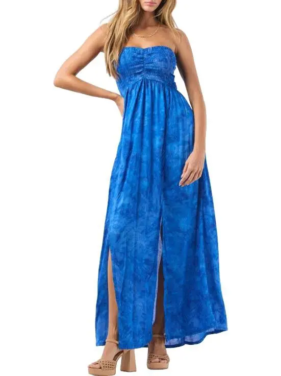 Tiare Hawaii Emilia Strapless Maxi Dress - Marbled Pacific