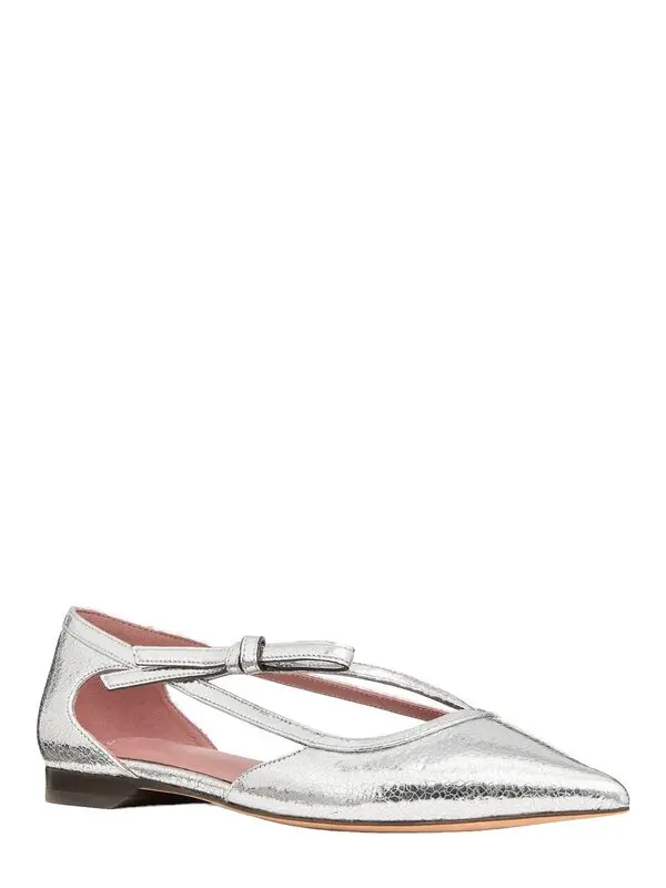 Kate Spade New York Loop Pointed Toe Leather Flat - Silver