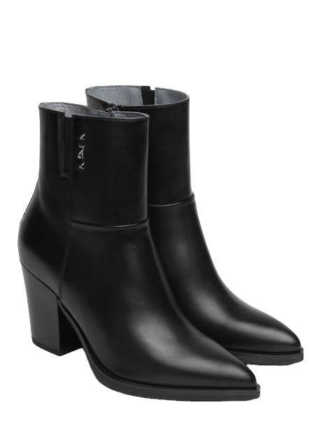 NEROGIARDINI Pointed Toe Western Bootie With Block Heel - Black