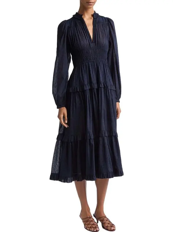 Ulla Johnson Ardelle Dotted Cotton Midi Dress - Nightfall