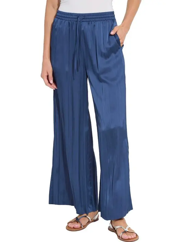 Lyssé Packable Pleated Palazzo Pants - Capri Blue