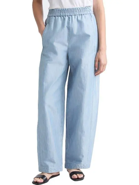 Emporio Armani Wide Leg Trousers With Elasticated Waist - Denim