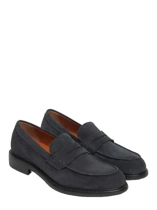 NEROGIARDINI Leather Penny Loafer - Navy