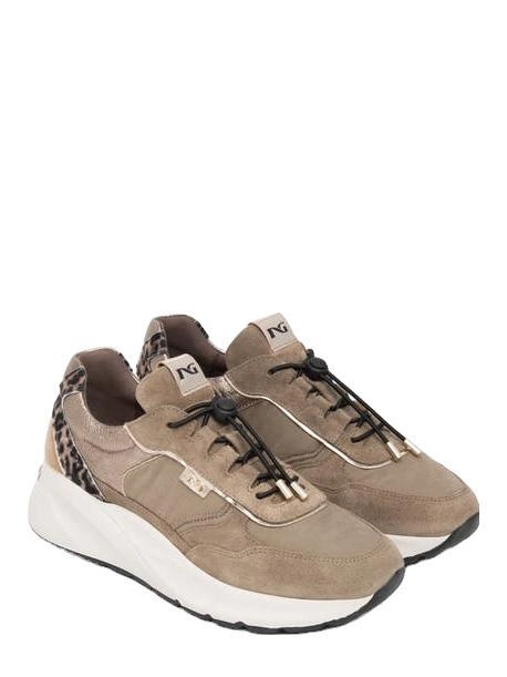NEROGIARDINI Bungee Lace Up Platform Sneakers - Taupe