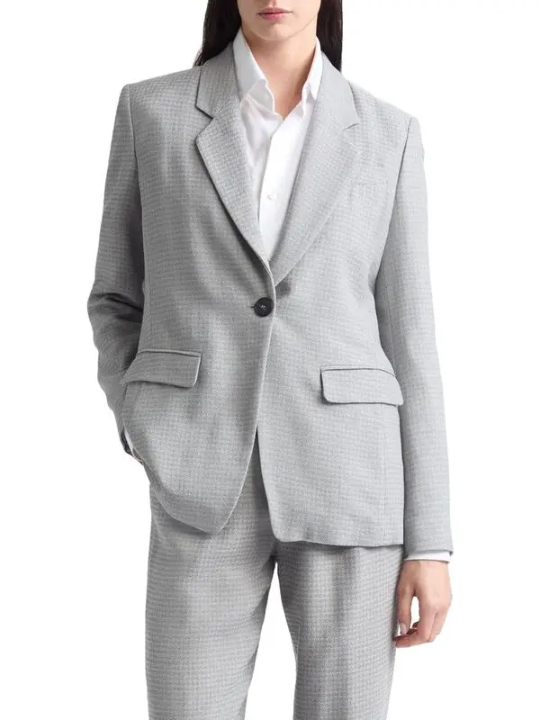 Emporio Armani Herringbone Double Breasted Blazer - Steel