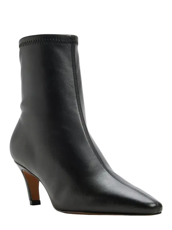 Aldo Alyonna Faux Leather Ankle Bootie With Kitten Heel And Square Toe - Black