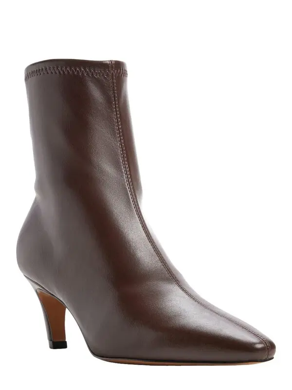 Aldo Alyonna Faux Leather Ankle Bootie With Kitten Heel And Square Toe - Brown