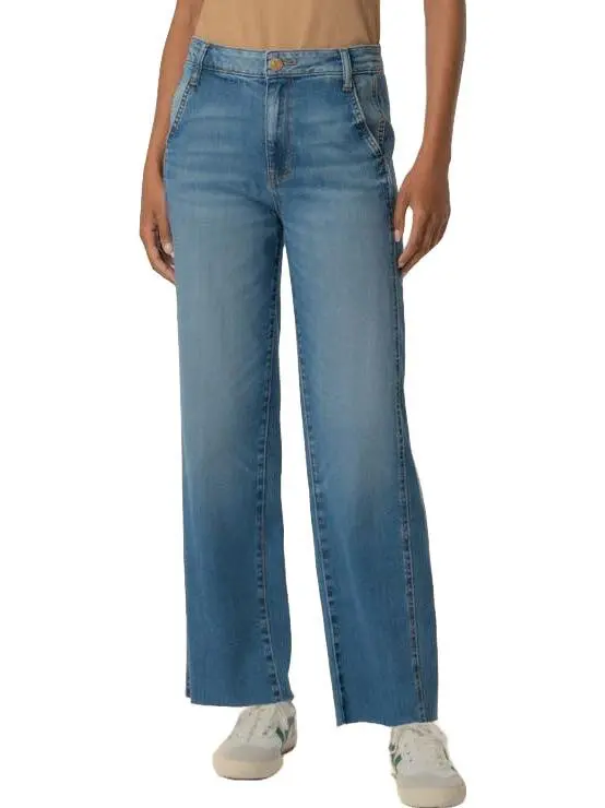 Kut From The Kloth Charlotte High Waist Wide Leg Jeans With Raw Hem - Artisan