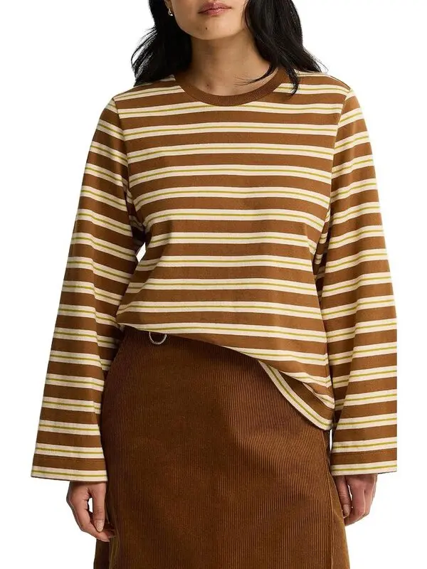 Barbour Maplewood Striped Long Sleeve T-shirt - Tan/birch