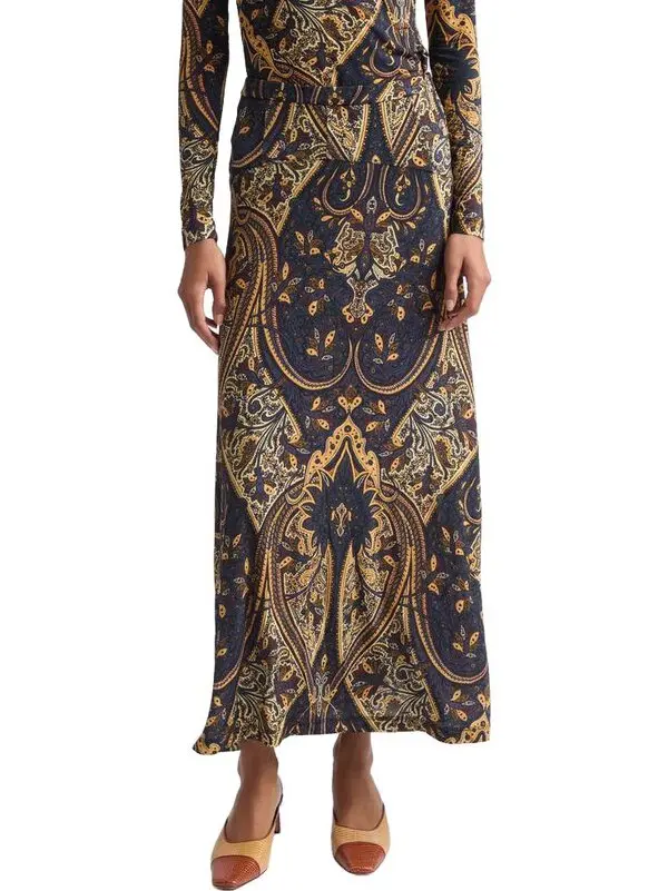 Ulla Johnson Paola Jersey Printed Midi Skirt - Twilight Paisley