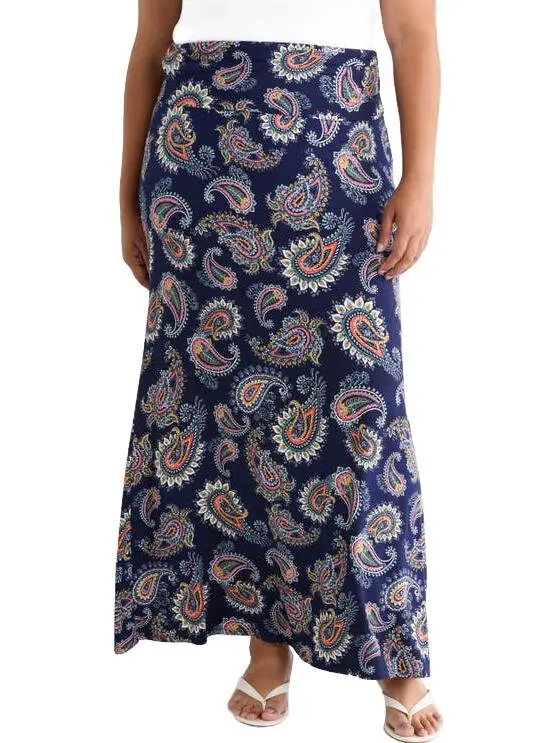 Loveappella Roll Top Maxi Skirt - Navy