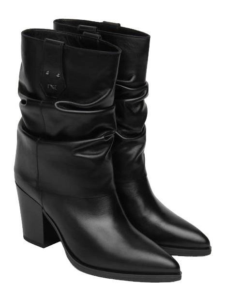 NEROGIARDINI Slouchy Leather Western Boots - Black