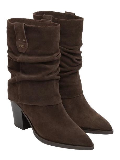 NEROGIARDINI Slouchy Leather Western Boots - Chocolate
