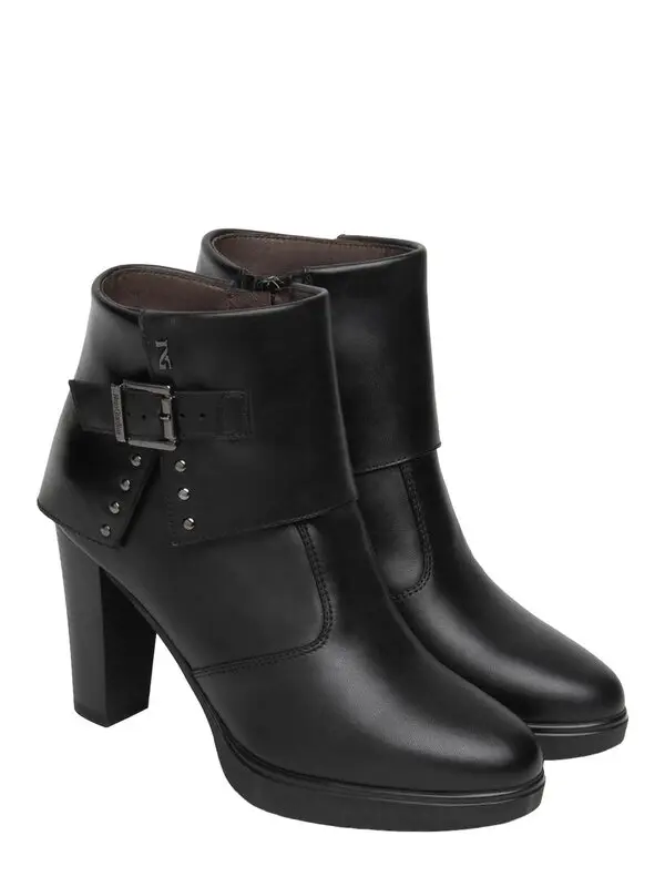 NEROGIARDINI Platform Cuff Bootie With Studded Buckle - Black