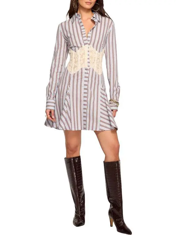 Ramy Brook Wren Lace Bodice Shirtdress - Blue Stripe