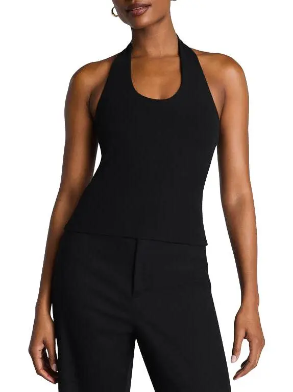 Spanx Halter Neck Ribbed Tank Top - Classic Black