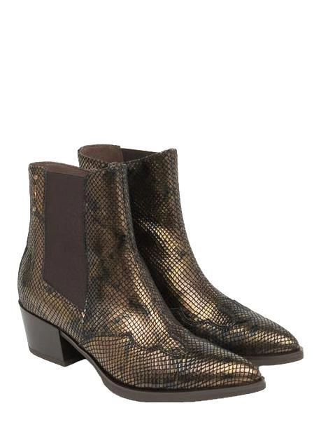 NEROGIARDINI Metallic Embossed Leather Chelsea Boots - Bronze