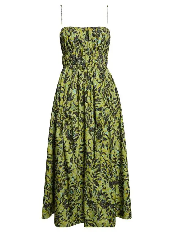 Ulla Johnson Vidri Midi Cotton Dress - Chartreuse