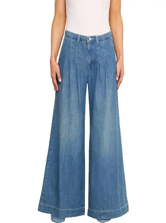 L'Agence Jayani High Waist Pleated Wide Leg Jeans - Saratoga